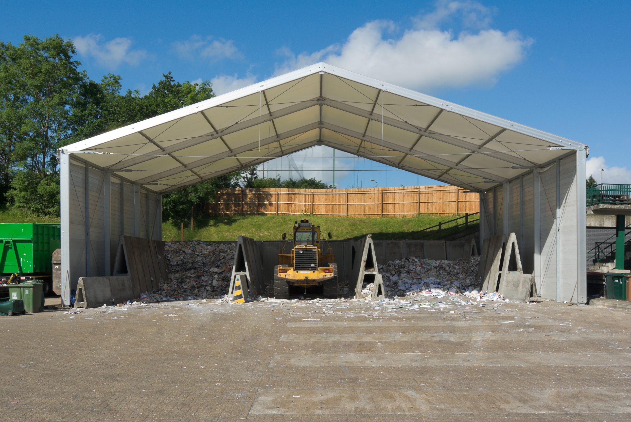 Waste Storage Canopy Building During Refurb Project - HTS TENTIQ